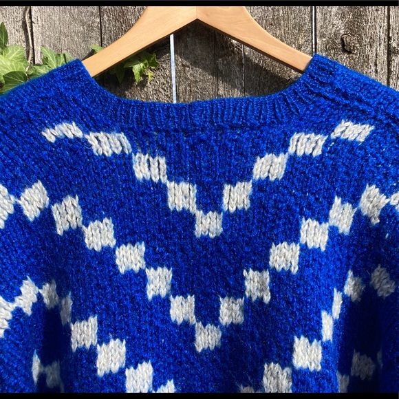 Sweaters | Chunky Royal Blue Knit Sweater Symbols Orpn Runes Vintage ...